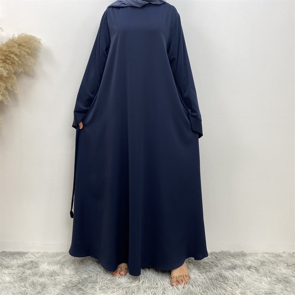 Modest Closed Abaya With Belt - Navy Blue – Islamify